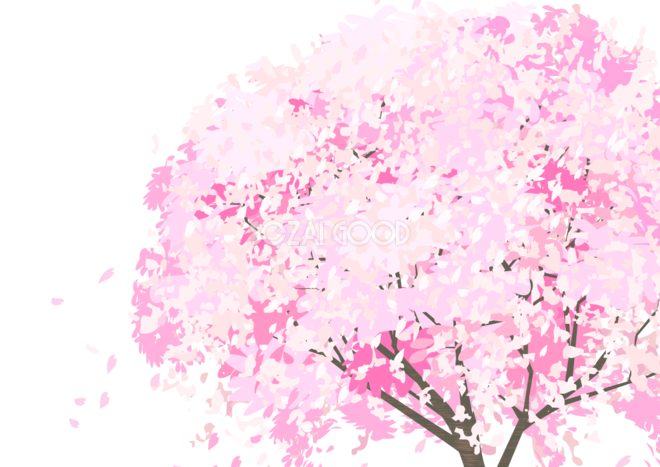 桜背景透過イラスト リアルな桜の木全体 62557 素材good